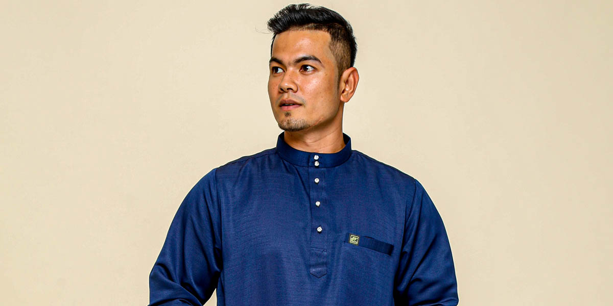 Baju Melayu Sakura Navy Blue - Habibi