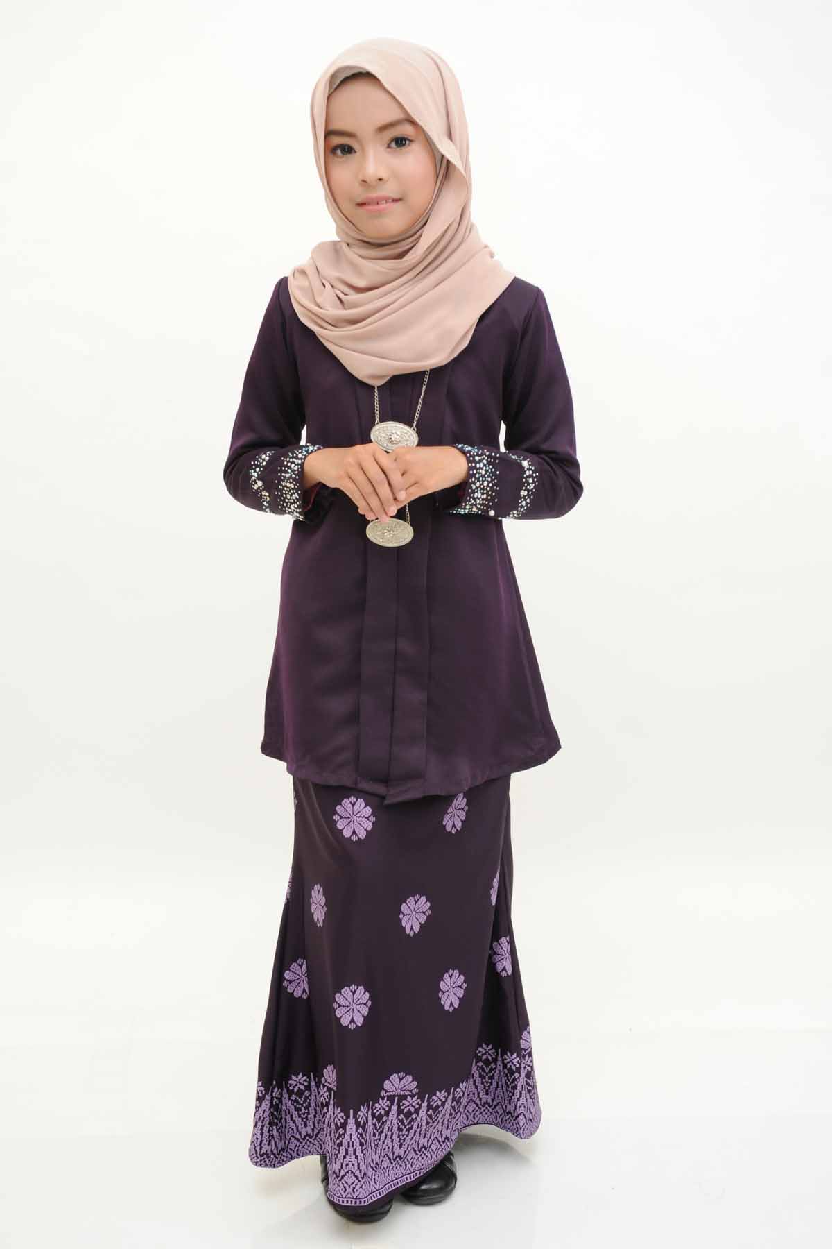 Kebaya Kain Songket Kids Dark Purple - Habibi