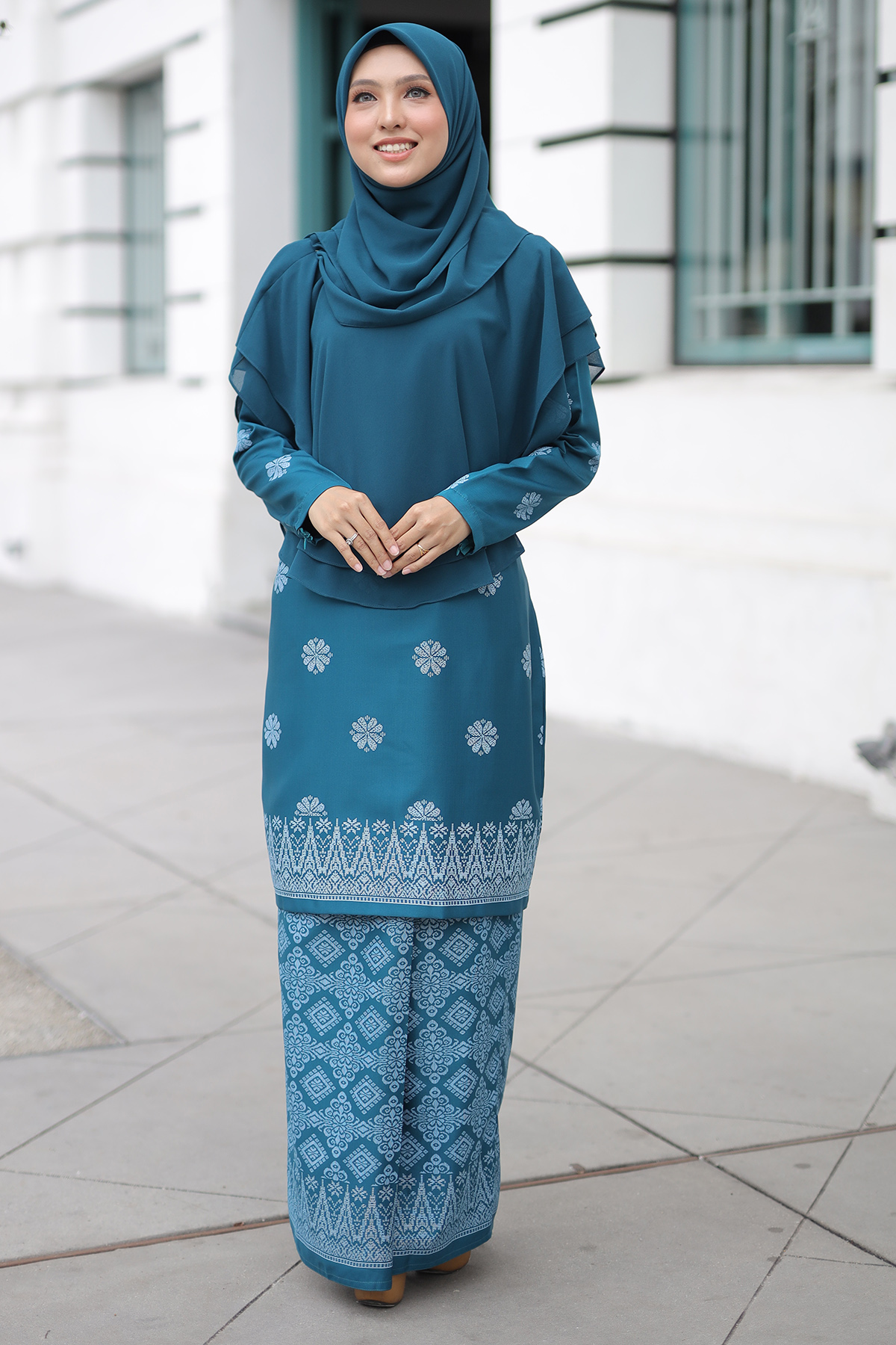 Kurung Songket Tabur Teal Blue - Habibi