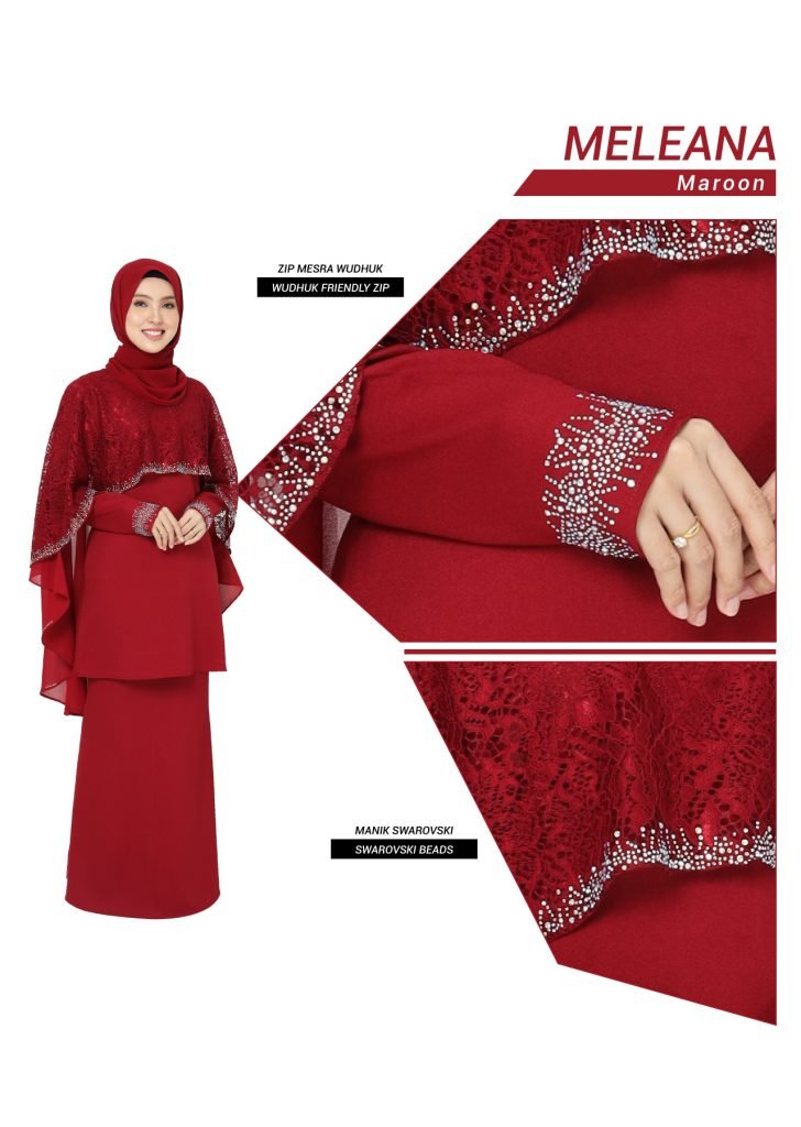 Set Meleana Maroon (6 Item) - Habibi