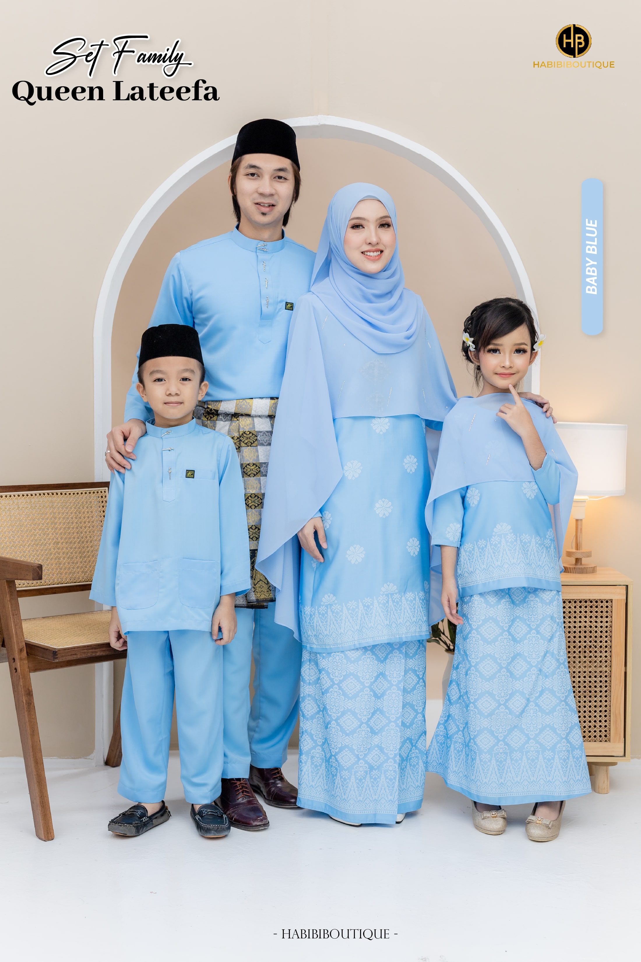 SET FAMILY QUEEN LATEEFA BABY BLUE - Habibi