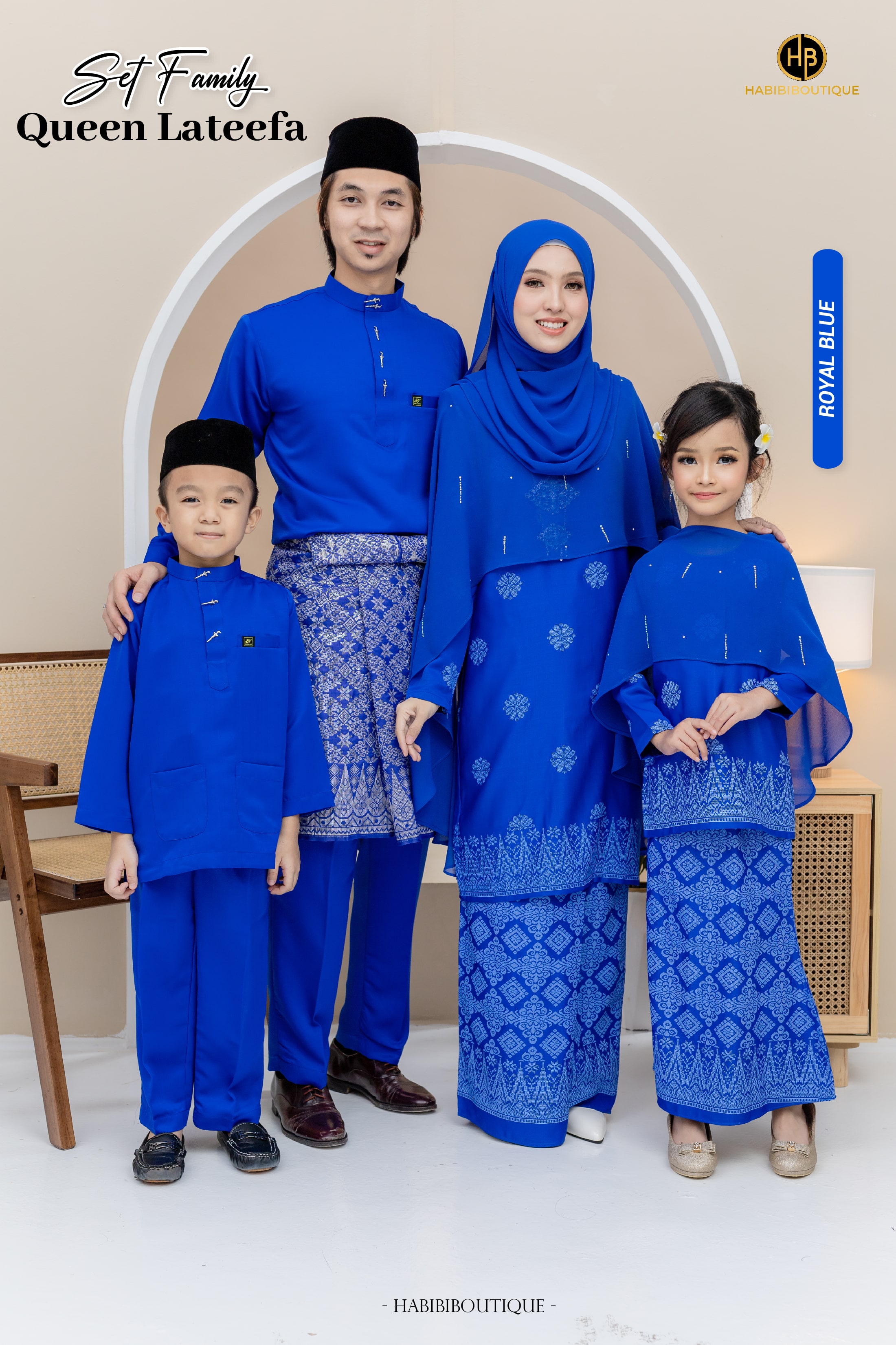 SET FAMILY QUEEN LATEEFA ROYAL BLUE - Habibi