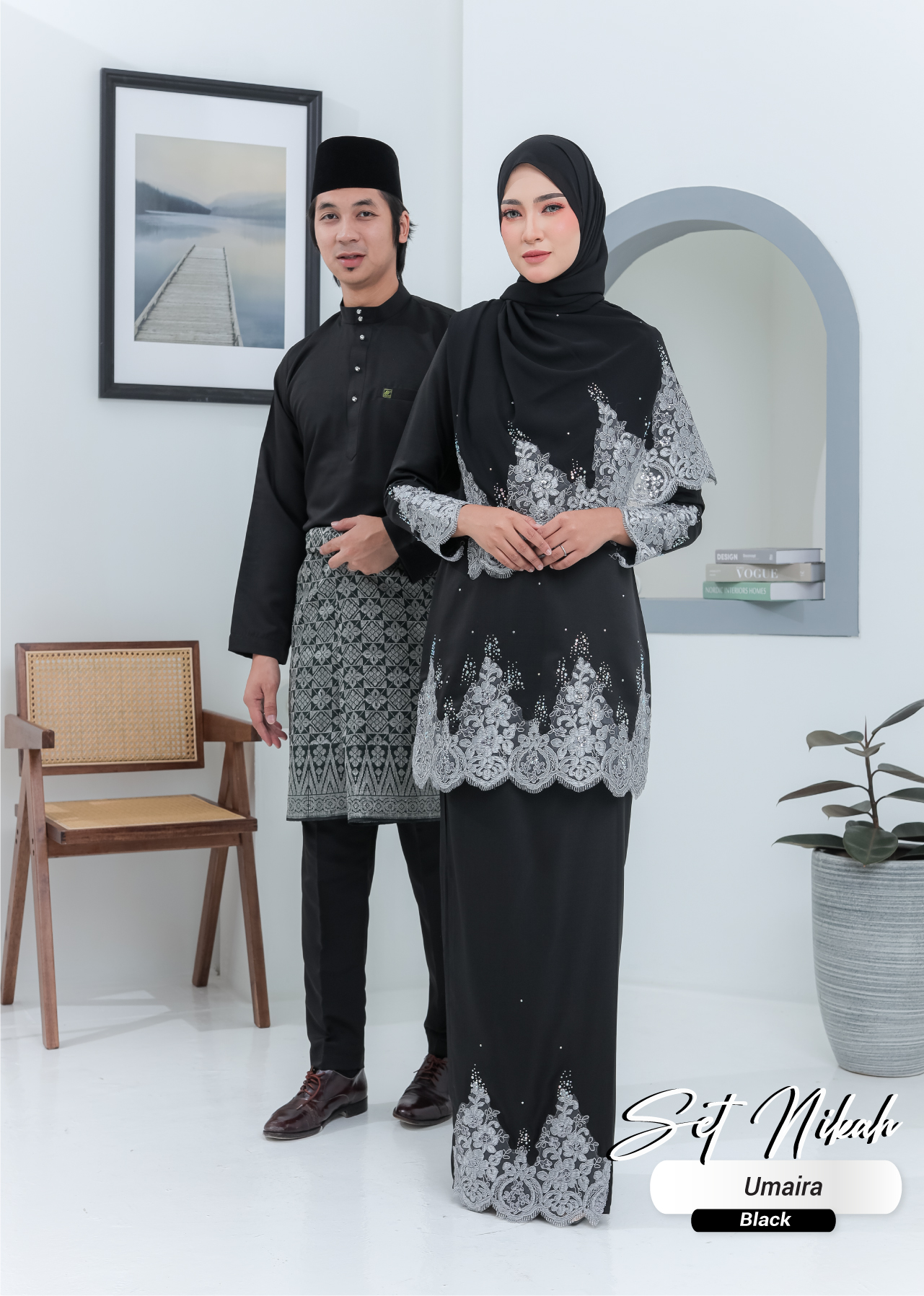 Set Couple Umaira Black - GOLD (4 ITEM) - Habibi