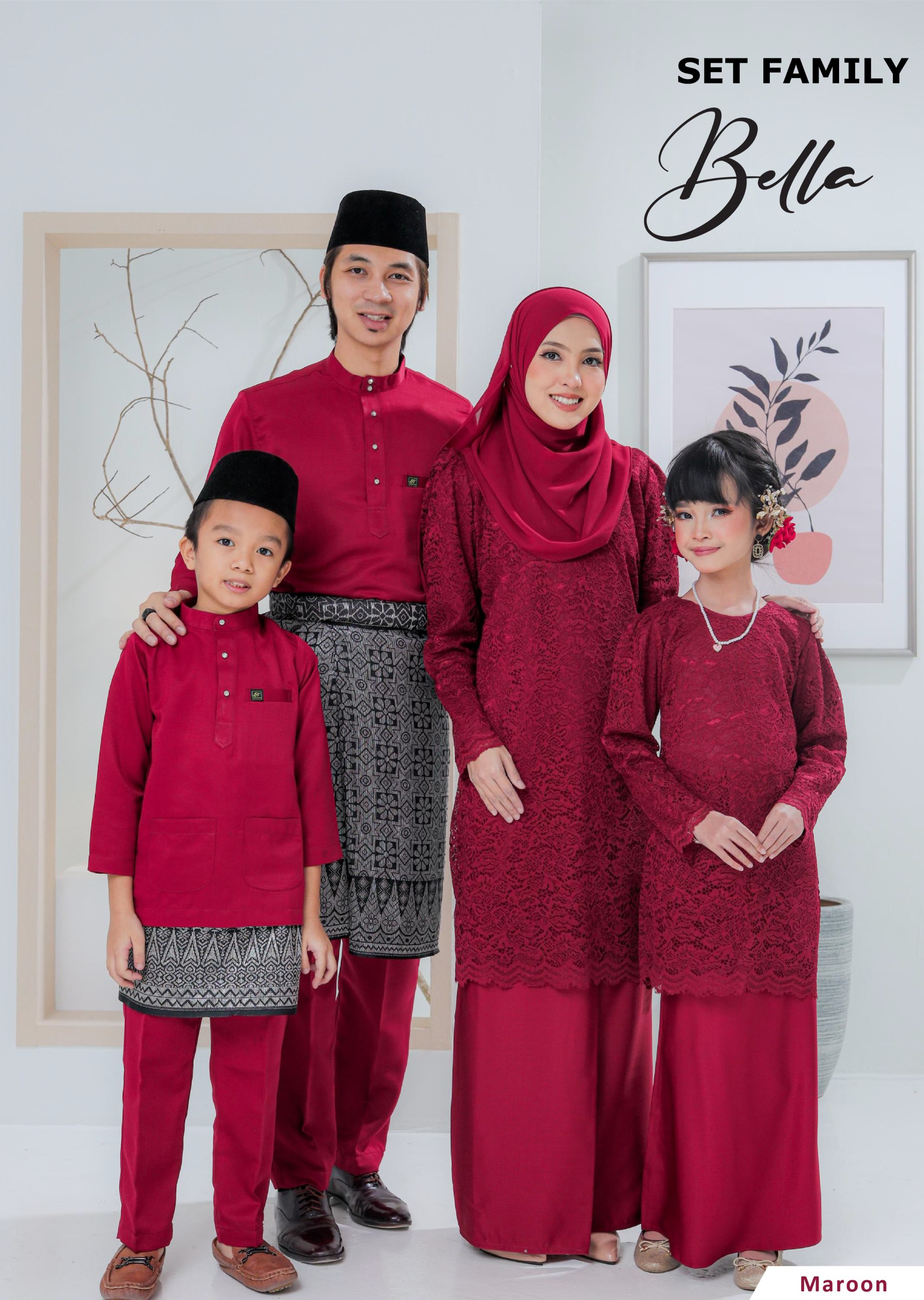 SET FAMILY BELLA - MAROON - Habibi
