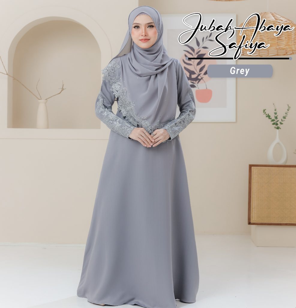 Jubah Abaya Safiyah Grey - Habibi